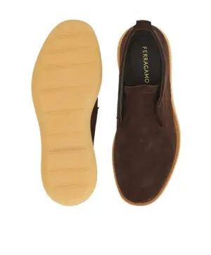 FERRAGAMO Suede Slip-on Ankle Boots