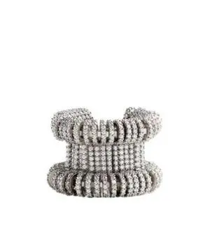 Bottega Veneta Square Zircon Brass Ring