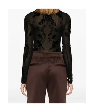 Casablanca Devoré-effect High Neck Long Sleeve Bodysuit