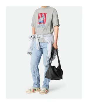 Bottega Veneta Crushed Printed Jersey T-shirt - Light Gray