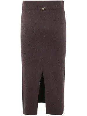 TWINSET Knit Midi Skirt With Logo Detail