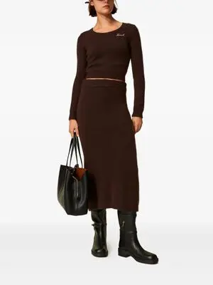 TWINSET Knit Midi Skirt With Logo Detail