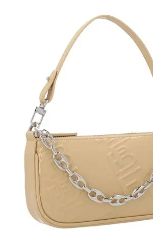 By Far Mini Rachel Logo Embossed Shoulder Bag - Nude