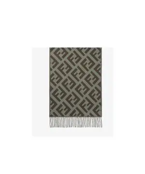 Fendi Logo Jacquard Fringed-edge Scarf - Green