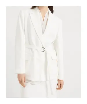 Brunello Cucinelli Belted Waist Jacket - White
