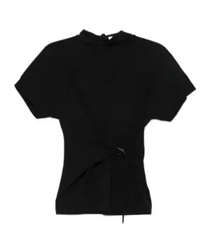 Brunello Cucinelli Draped Tie-front Short-sleeve Top