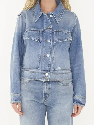 Closed Denim Trucker Jacket With Distressed Details