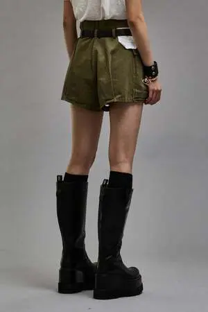 R13 Herringbone Cargo Shorts With Belt Rings