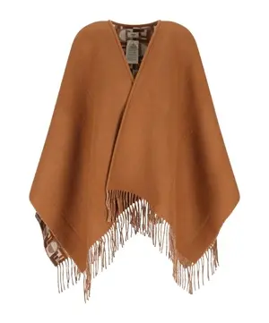 FENDI Fendi FF Jacquard Fringed-Edge Cape