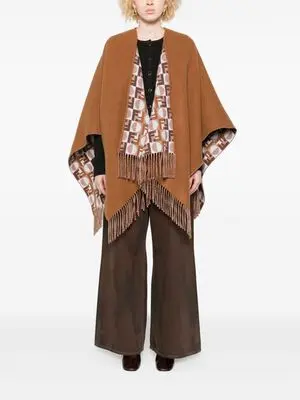Fendi Ff Jacquard Fringed-edge Cape