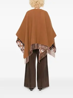 Fendi Ff Jacquard Fringed-edge Cape
