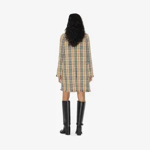 Burberry Checked Fringed-edge Buttoned Coat