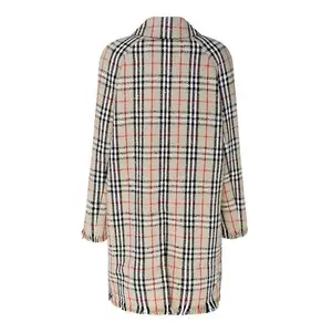 Burberry Checked Fringed-edge Buttoned Coat