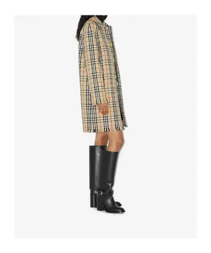 Burberry Checked Fringed-edge Buttoned Coat