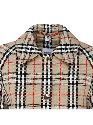 Burberry Checked Fringed-edge Buttoned Coat