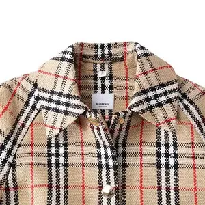 Burberry Checked Fringed-edge Buttoned Coat