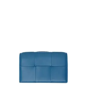 Bottega Veneta Flip Woven Texture Card Bag - Blue