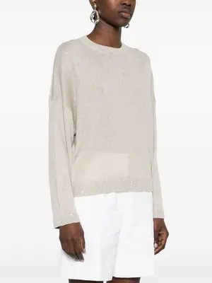 Brunello Cucinelli Sequin Embellished Long Sleeve Top