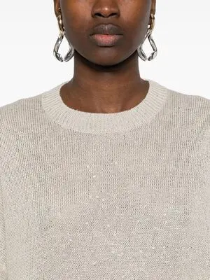 Brunello Cucinelli Sequin Embellished Long Sleeve Top