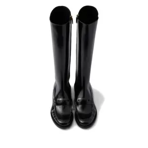 Prada Ruched Zipped Boots - Black