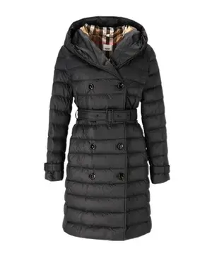 Burberry Long-sleeved Quilted Down Jacket With Belt