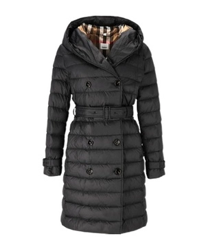 Burberry Long-sleeved Quilted Down Jacket With Belt