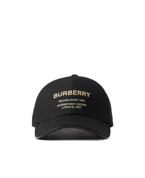 Burberry Baseball Cap With Horseferry Embroidery - Black