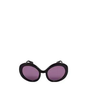 Yohji Yamamoto Round Sunglasses With Colored Lenses And Logo Detail - Black