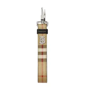 Burberry Tb Monogram Plaque Checked Keyring - Multicolor