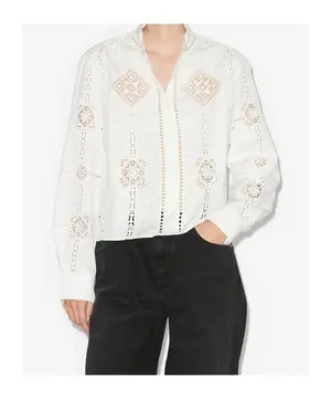 Isabel Marant Étoile Serena Embroidered Cotton Poplin Shirt