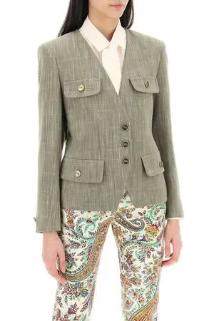 Etro Single-breasted V-neck Jacket With Button Details