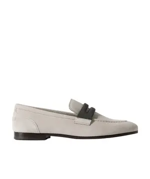 Brunello Cucinelli Bead-embellished Loafers - Light Gray