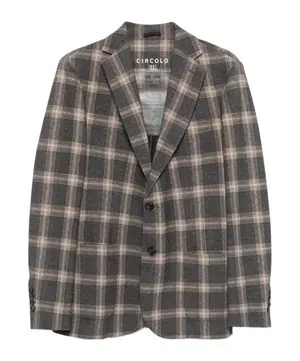 CIRCOLO 1901 Plaid Check Single-breasted Blazer - Black