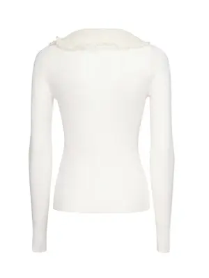 Chloé Lace Collar Long Sleeve Knit Shirt