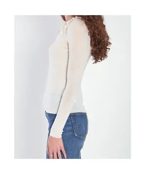 Chloé Lace Collar Long Sleeve Knit Shirt