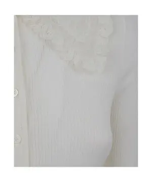 Chloé Lace Collar Long Sleeve Knit Shirt