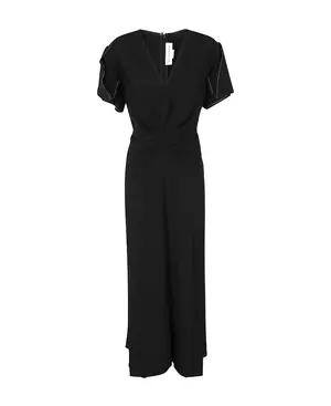 Victoria Beckham Gathered V-neck Midi Dress - Black