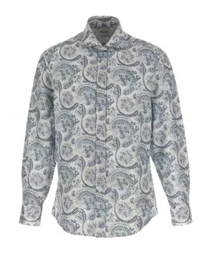 Brunello Cucinelli Pattern-printed Button-up Shirt - Blue