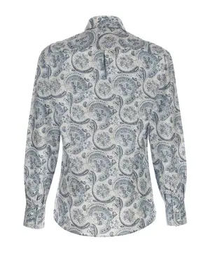 Brunello Cucinelli Pattern-printed Button-up Shirt - Blue