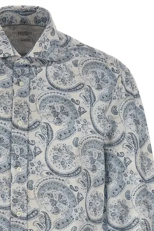 Brunello Cucinelli Pattern-printed Button-up Shirt - Blue
