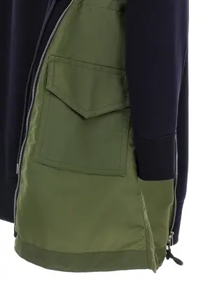 Sacai Sponge Mini Dress With Nylon Inserts - Navykhaki