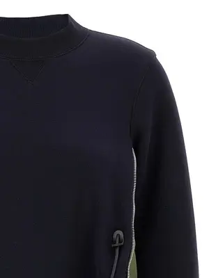 Sacai Sponge Mini Dress With Nylon Inserts - Navykhaki