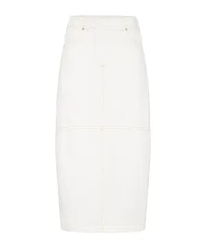 Brunello Cucinelli High-waist Midi Skirt With Straight Hem