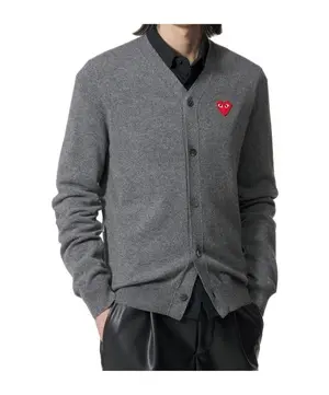 Comme Des Garçons Logo Patch Buttoned Cardigan - Grey
