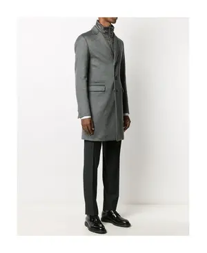 Herno Single-breasted Layered Coat - Black
