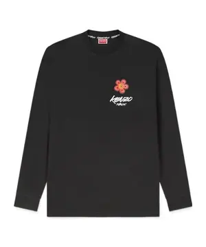 Kenzo Logo Printed Long-sleeved T-shirt - Black