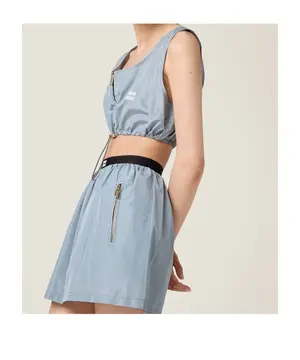 Miu Miu Technical Silk Cropped Top - Stellar Blue