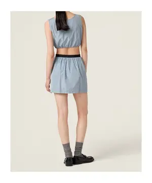 Miu Miu Technical Silk Cropped Top - Stellar Blue