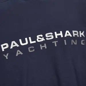 PAUL  SHARK Navy Blue Round Collar Logo T-shirt