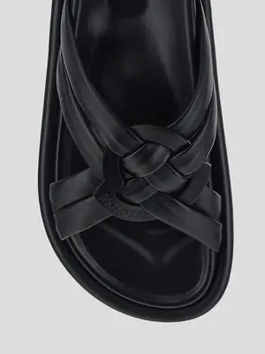 Moncler Logo Embossed Sandals - Black